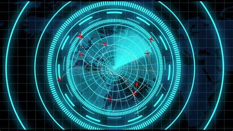 Futuristic Radar Screen Display Animation On Black Background Green Radar Screen Indicator