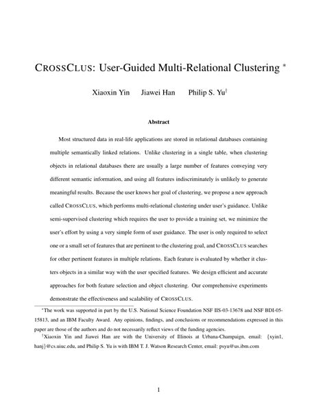 Pdf Crossclus User Guided Multi Relational Clustering