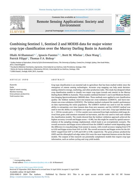Pdf Combining Sentinel 1 Sentinel 2 And Modis Data For Major Winter