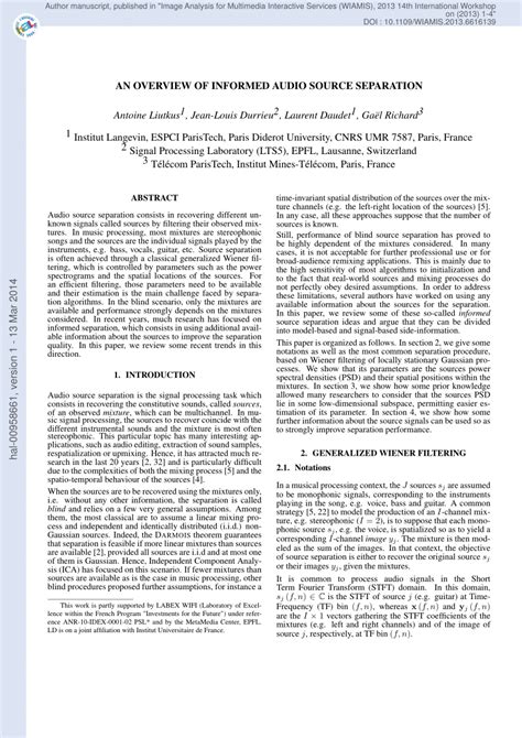 Pdf An Overview Of Informed Audio Source Separation