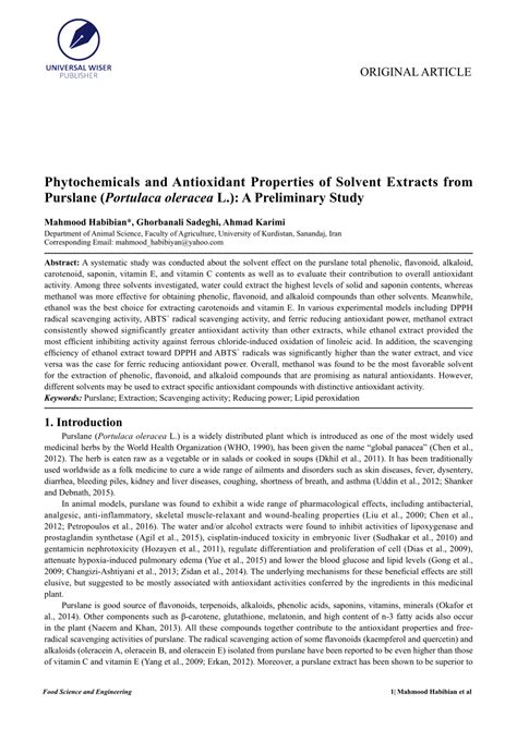 Pdf Phytochemicals And Antioxidant Properties Of Solvent Extracts