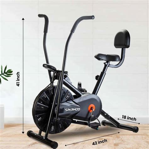 Sparnod Fitness Upright Air Bike Exercise Cycle For Home Gym Maximum User Weight 100 Kg Dual