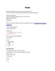 Pandas Pdf Pandas Pandas Is A Python Library Used For Working With Data Sets It Has Functions