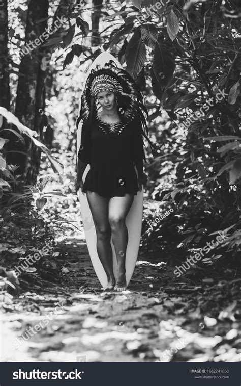 Sexy Suspicious Halfnude Female Wearing American Stock Photo Shutterstock