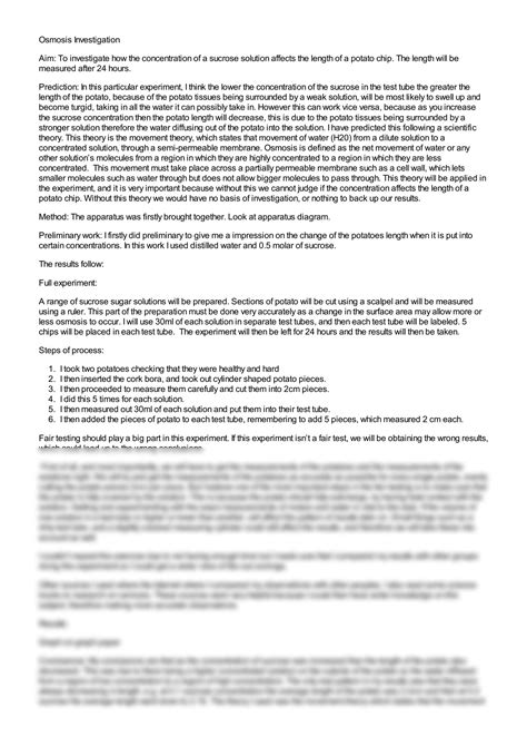 Solution To Investigate How The Concentration Of A Sucrose Solution