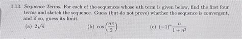 solved 1 13 ﻿sequence terms for each of the sequences