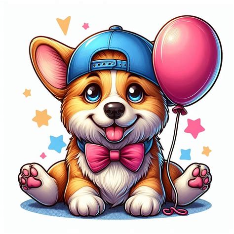 Собака Корги с шариком в 2024 г Милые рисунки Собаки Рисунки