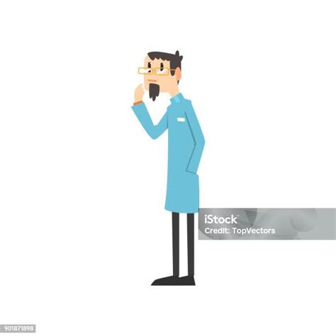 과학자 의사 엔지니어 또는 천체 물리학 만화 캐릭터 과학 벡터 일러스트 레이 션의 남자 개념에 대한 스톡 벡터 아트 및 기타