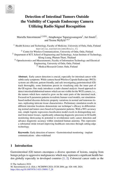 Pdf Detection Of Intestinal Tumors Outside The Visibility Of Capsule Endoscopy Camera