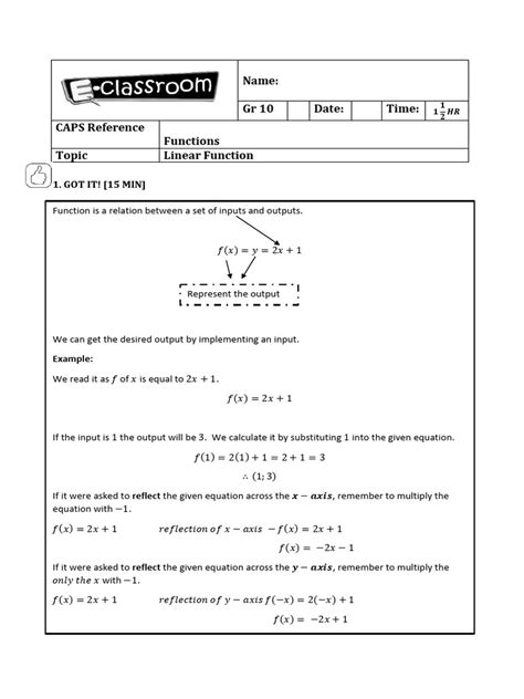 Gr10t2 Functions Linear Function Pdf Function Mathematics Gradient