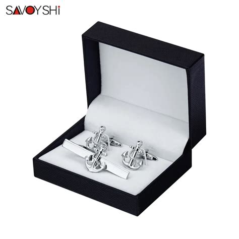 사보이시 앵커 커프스 단추 타이 클립 세트 남성용 넥타이 고품질 넥타이 핀 타이 바 클립 걸쇠 브랜드 쥬얼리 무료 조각 넥타이 클립타이 클립 And 단추 Aliexpress