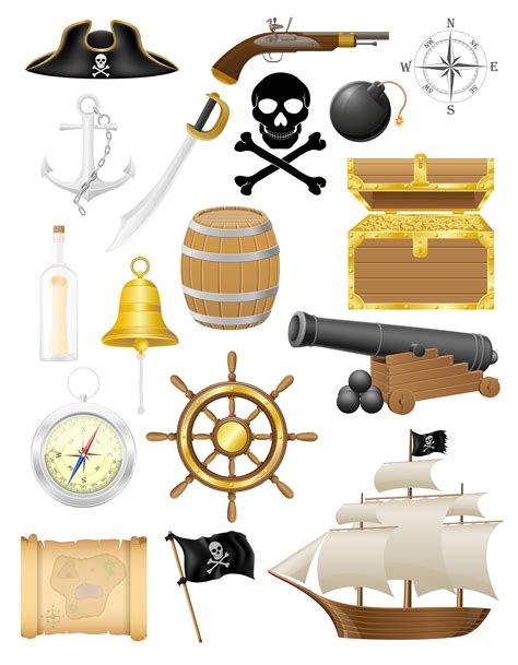 Set Of Pirate Icons Vector Illustration 515281 Vector Art At Vecteezy