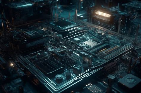 Electronic Circuit Board With Processor Generative Ai Stock Illustration Illustration Of
