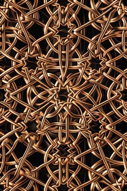 An Intricate Abstract Pattern Of Interconnected Bronze Lines Over A Black Background Suitable