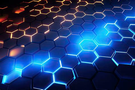 D Rendering Of Abstract Background With Hexagons Glowing In The Dark Abstract Background