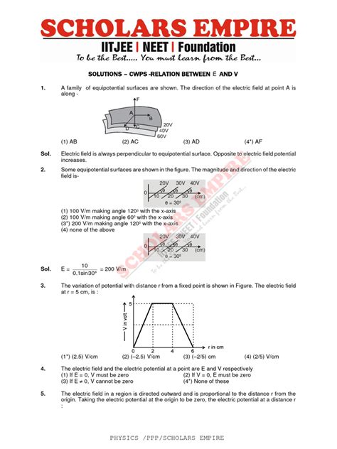 cwps relation between e and v solutions pdf electric field