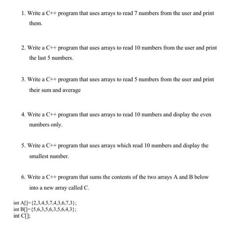 Solved 1 Write A C Program That Uses Arrays To Read 7