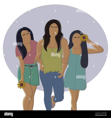 Girls Holding Each Other Stock Vector Images Alamy