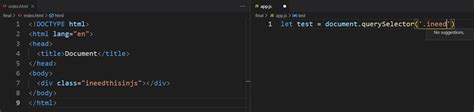 Visual Studio Code Vscode Html Classes Id In Javascript Autocomplete Stack Overflow