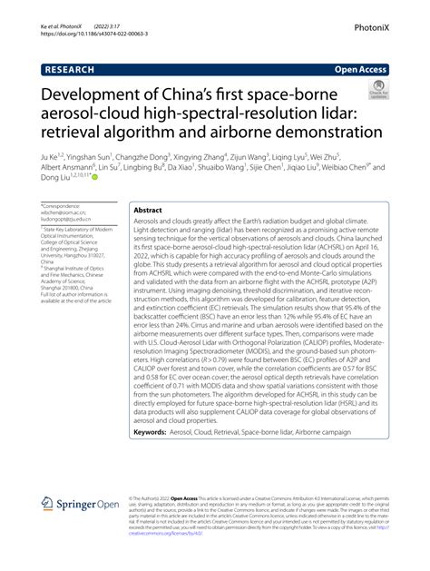 Pdf Development Of Chinas First Space Borne Aerosol Cloud High Spectral Resolution Lidar