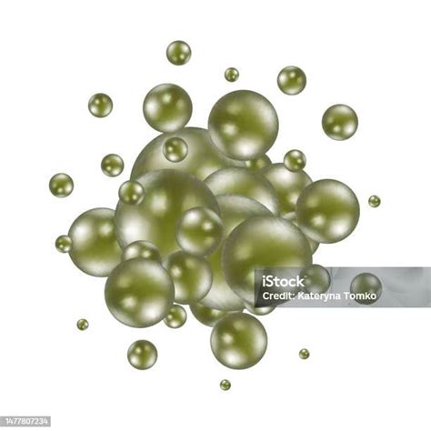 크기가 다른 진주 녹색 공이 흩어져 있습니다 현대 아름 다운 배경입니다 3d 그림 3d 렌더링 10회 0명에 대한 스톡 벡터