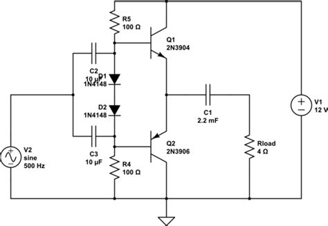 Transistors Input Coupling To Class Ab Amp With Diode Bias One Capacitor Or Two Electrical