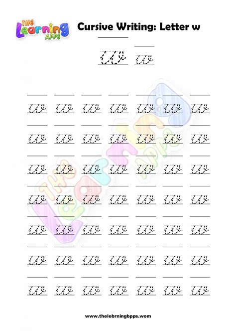 Free Printable Cursive Letter W Writing Grade 1 Worksheets