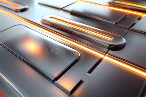 Abstract Metallic Surface With Glowing Lines Suggesting A Futuristic Design Stock Illustration