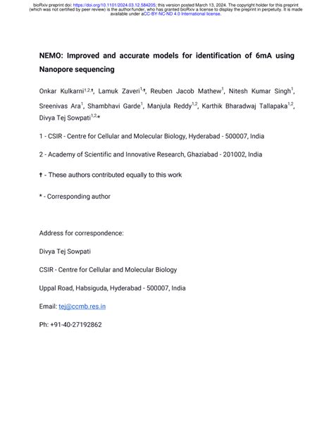 pdf nemo improved and accurate models for identification of 6ma