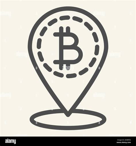 Bitcoin Location Line Icon Bitcoin And Map Pin Vector Illustration