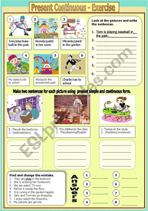 Present Continuous Exercise ESL Worksheet By Shusu Euphe