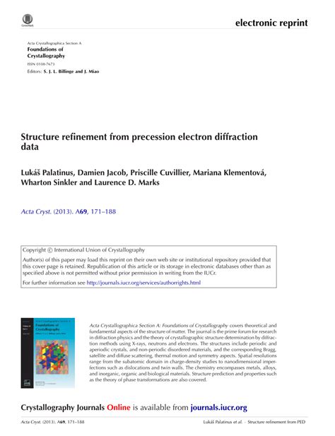 Pdf Structure Refinement From Precession Electron Diffraction Data
