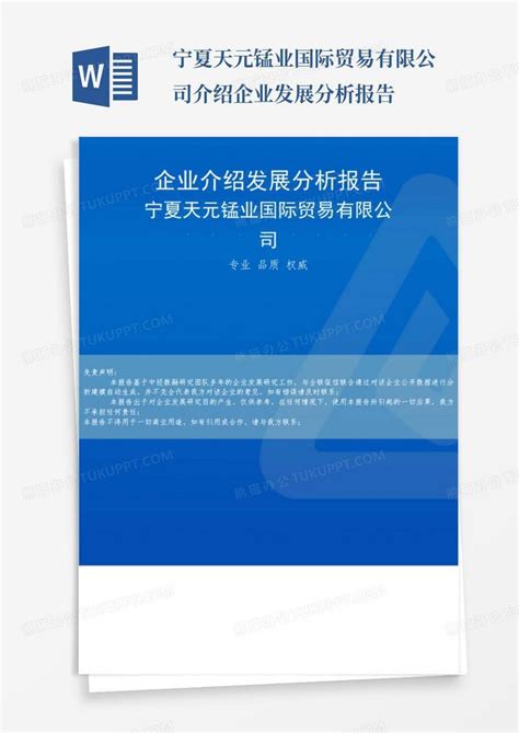 宁夏天元锰业国际贸易有限公司介绍企业发展分析报告 Word模板下载 编号lgygbrwd 熊猫办公