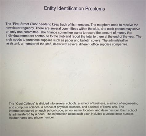 Solved Entity Identification Problems The First Street