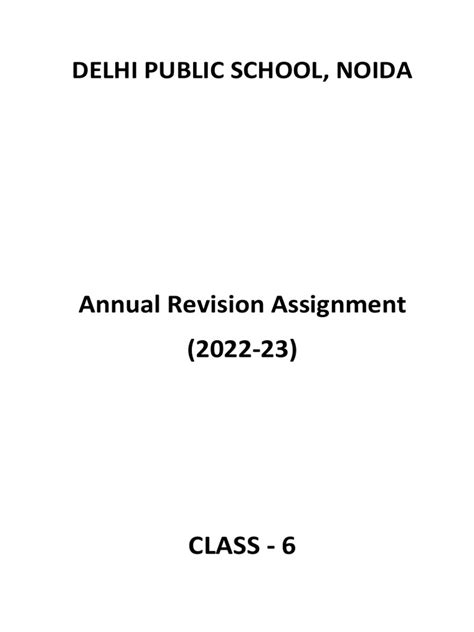 Annual Revision Assignment Class 6 Compressed Pdf