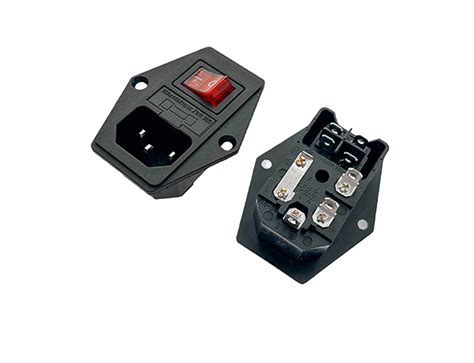 AC Power Switch A V AC Power Outlet With Red Triple Rocker Switch Fused Module Plug For