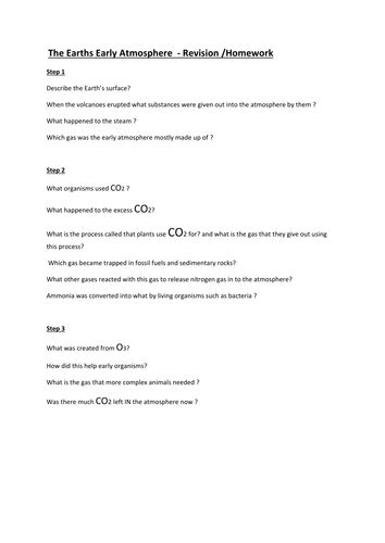 The Earths Early Atmosphere Teaching Resources