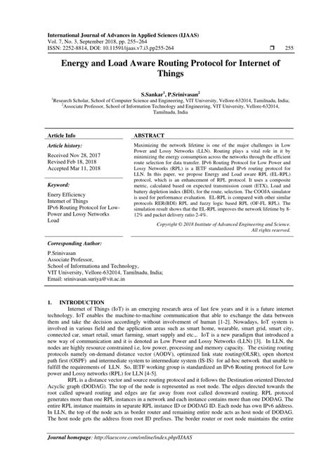 Pdf Energy And Load Aware Routing Protocol For Internet Of Things