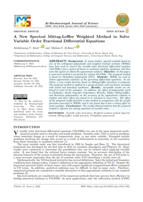 Pdf A New Spectral Mittag Leffler Weighted Method To Solve Variable
