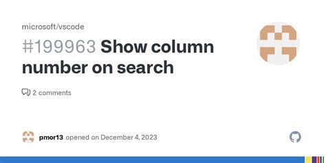 Show Column Number On Search · Issue 199963 · Microsoftvscode · Github