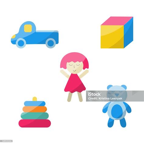 큐브 하우스 딸랑이 밝은 어린이 날 장난감 자동차 기차 마차 우주선 어린이 날 유치원에 대 한 장난감 교육에 대한 스톡 벡터