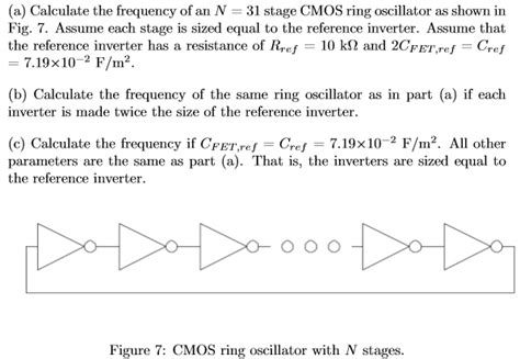Solved A Calculate The Frequency Of An N 3 Stage Cmos Ring Oscillator As Shown In Fig 7