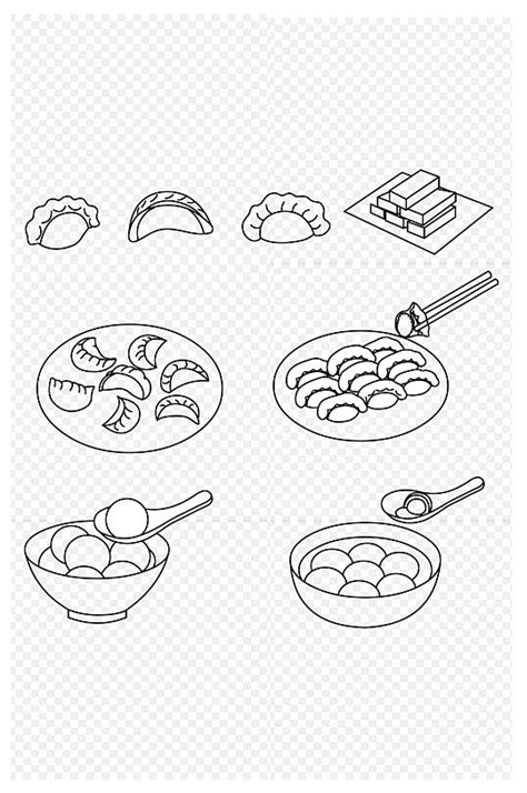 春节食物简笔画简单 儿童画 文秘苑图库