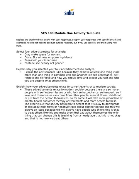 SCS Module One Activity Template SCS SNHU Studocu
