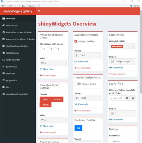 Rで解析：shinyのウィジットがいろいろ収録「shinywidgets」パッケージ