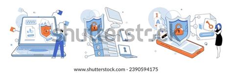 Cyber Security Vector Illustration Lock Metaphor Stock Vector Royalty Free 2390594175