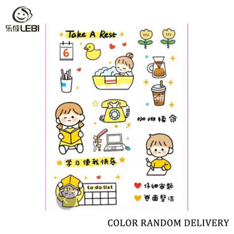 Lebi สติ๊กเกอร์ ชุดสติ๊กเกอร์ การ์ตูนน่ารัก ไม่ซ้ำลาย สติกเกอร์diy สติ๊กเกอร์ติดกล่อง สติ๊กเกอร์