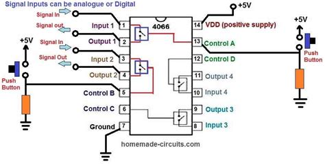 How To Connect Ic 4066 In A Circuit Homemade Circuit Projects