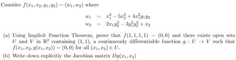 Solved Consider Where A Using Implicit Function Theorem