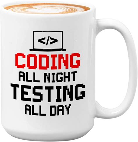 Progammer Mug White 15oz Coding All Night Programmer Debugging